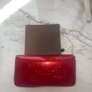 Louis Vuitton | Accessories | Louis Vuitton Red Patent Leather Wallet ...